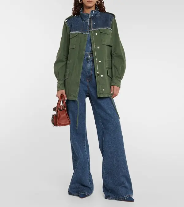 Chloé Utility Denim-trimmed Cotton-blend Jacket