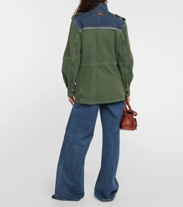 Chloé Utility Denim-trimmed Cotton-blend Jacket