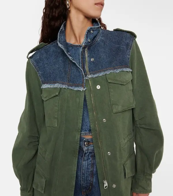 Chloé Utility Denim-trimmed Cotton-blend Jacket