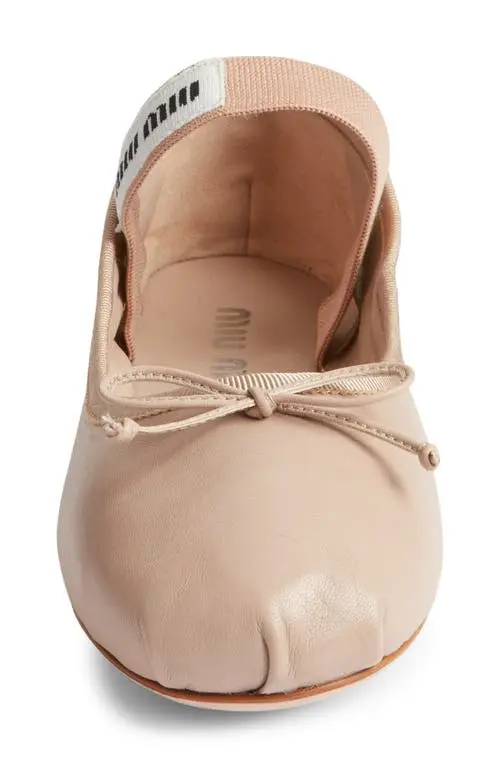 Miu Miu Lea Logo Ballerina Flat - Beige