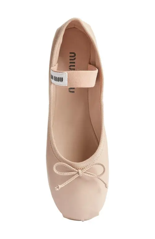 Miu Miu Lea Logo Ballerina Flat - Beige