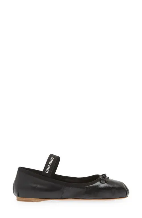 Miu Miu Lea Logo Ballerina Flat - Black