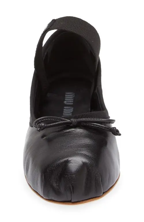 Miu Miu Lea Logo Ballerina Flat - Black