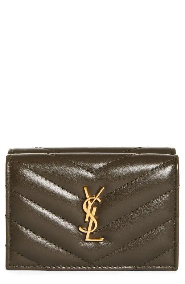 Saint Laurent Tiny Matelasse Origami Trifold Leather Wallet