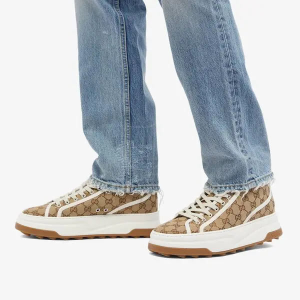 Gucci Tennis Treck High Gg Jacquard Sneakers - Beige  display picture 1