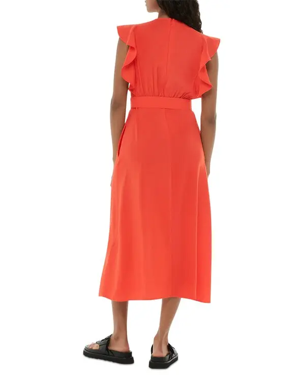 Whistles Sophie Belted Flutter Sleeve Midi Dress