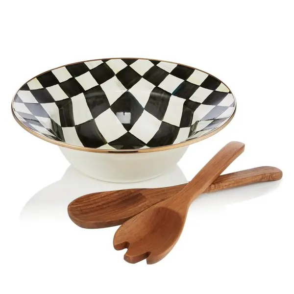 MACKENZIE-CHILDS Courtly Check Enamel Salad Serving Set