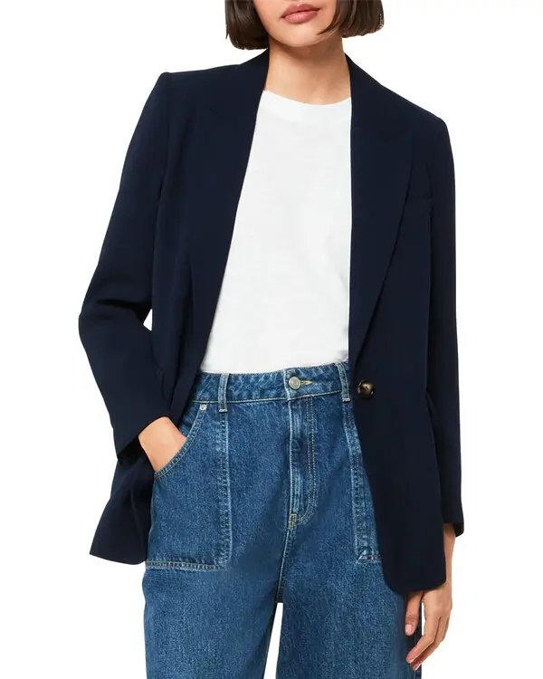 Whistles Crepe Boyfriend Blazer - Navy