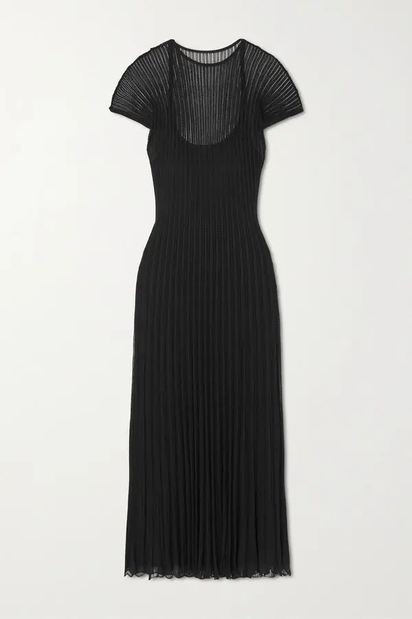 Ralph Lauren Pointelle-Knit Midi Dress In Black - 40% Off | Editorialist