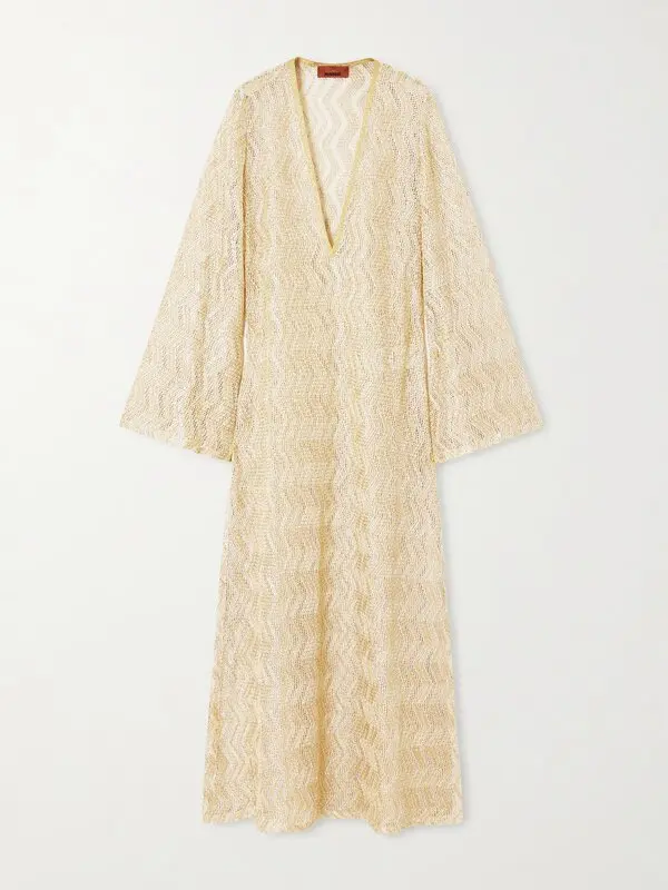 Missoni Mare Metallic Crochet-knit Coverup - Gold