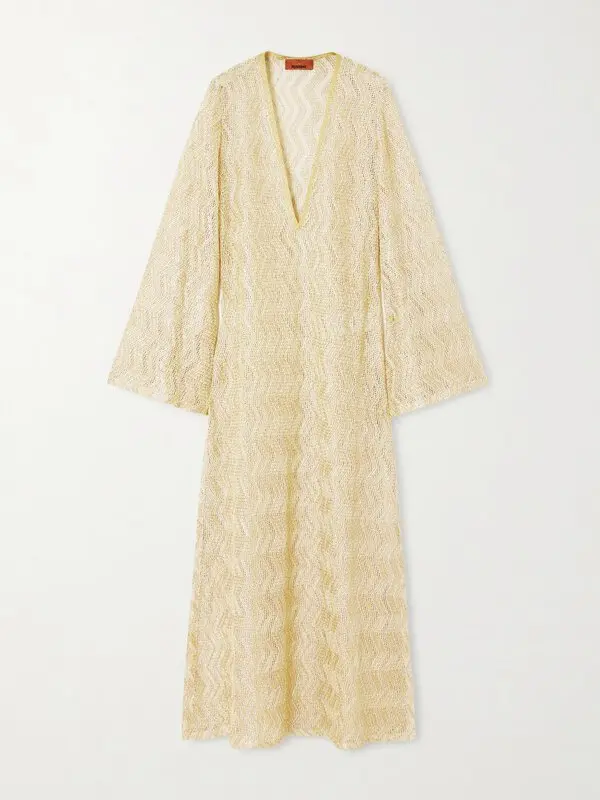 Missoni Mare Metallic Crochet-knit Coverup - Gold