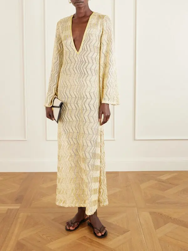 Missoni Mare Metallic Crochet-knit Coverup - Gold