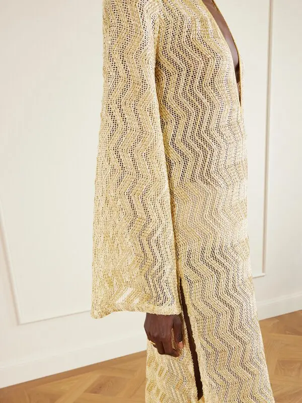 Missoni Mare Metallic Crochet-knit Coverup - Gold