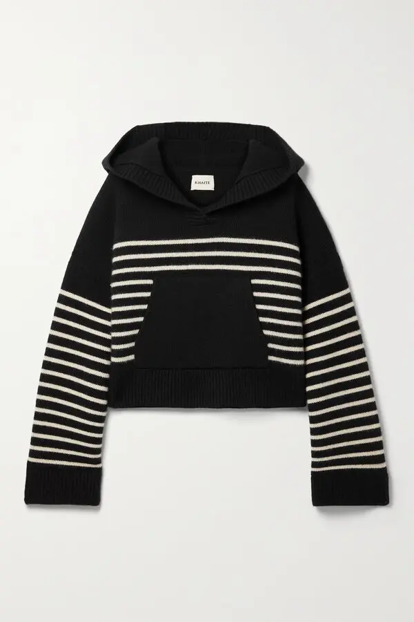 Khaite Cruz Striped Cashmere Hoodie