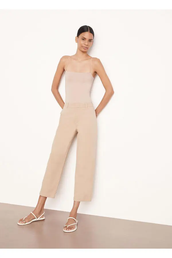 Vince Low-Rise Washed Cotton Crop Pant In Natural - 50% Off  display picture 1