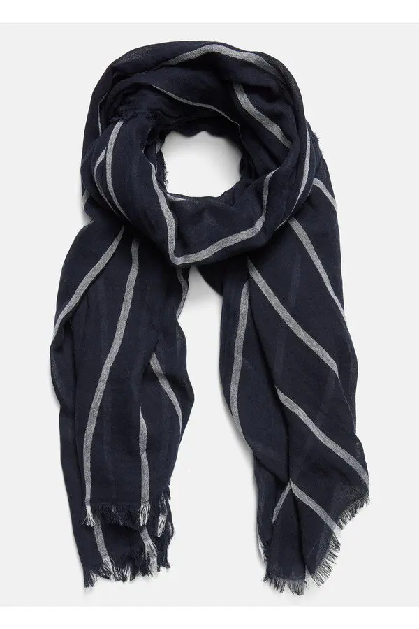 Vince Cotton Gauze Awning Stripe Scarf - Blue
