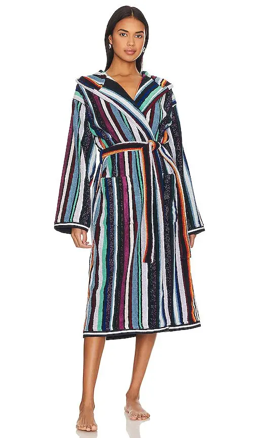 Missoni Chandler Hooded Bathrobe In Navy