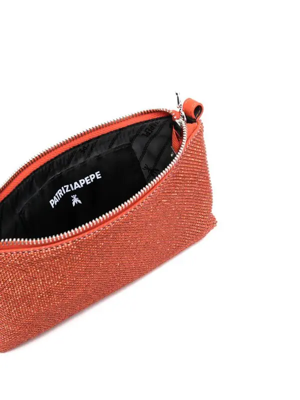 Patrizia Pepe Maxichain Rhinestone Clutch - Orange