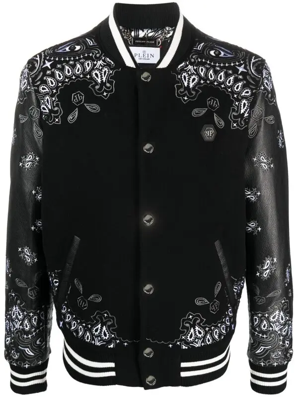 Philipp Plein Paisley-print Bomber Jacket - Black
