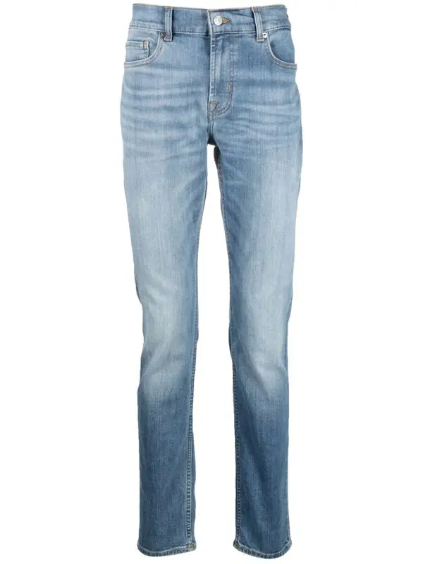 7 For All Mankind Mid-rise Straight-leg Jeans - Blue