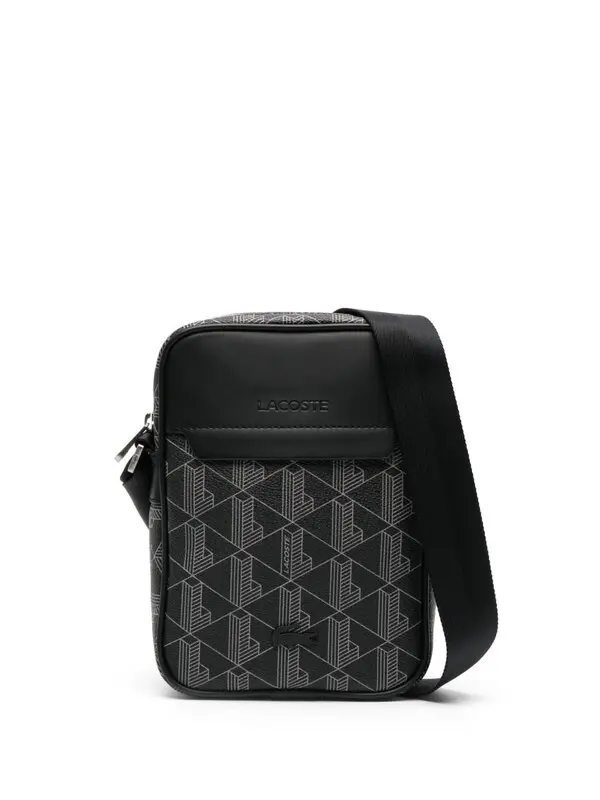 Lacoste Monogram-print Messenger Bag - Black