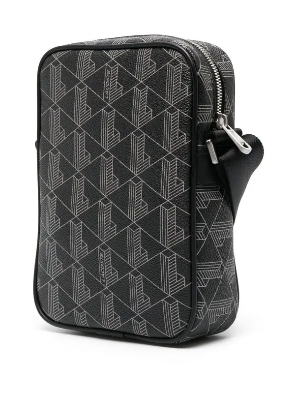 Lacoste Monogram-print Messenger Bag - Black