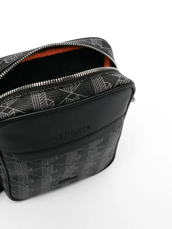 Lacoste Monogram-print Messenger Bag - Black