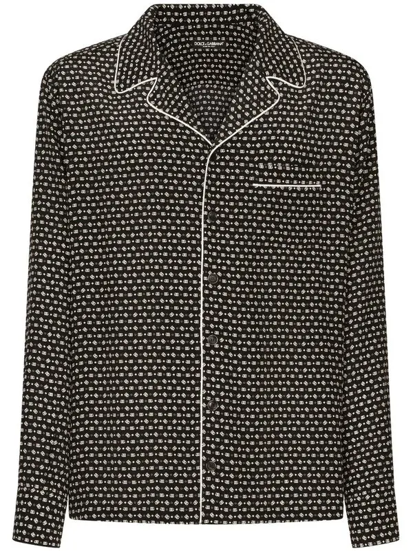 Dolce & Gabbana Dg-print Silk Shirt - Black