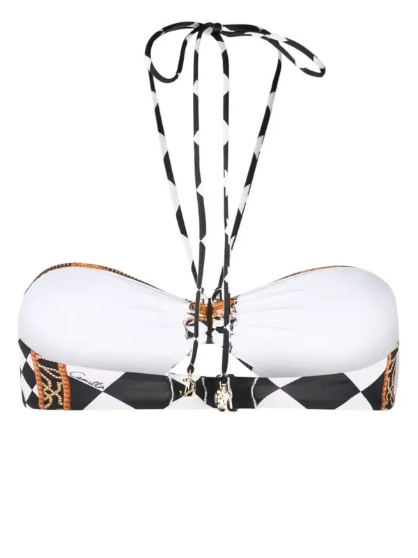 Camilla Duomo Dynaty-print Bandeau Bikini Top