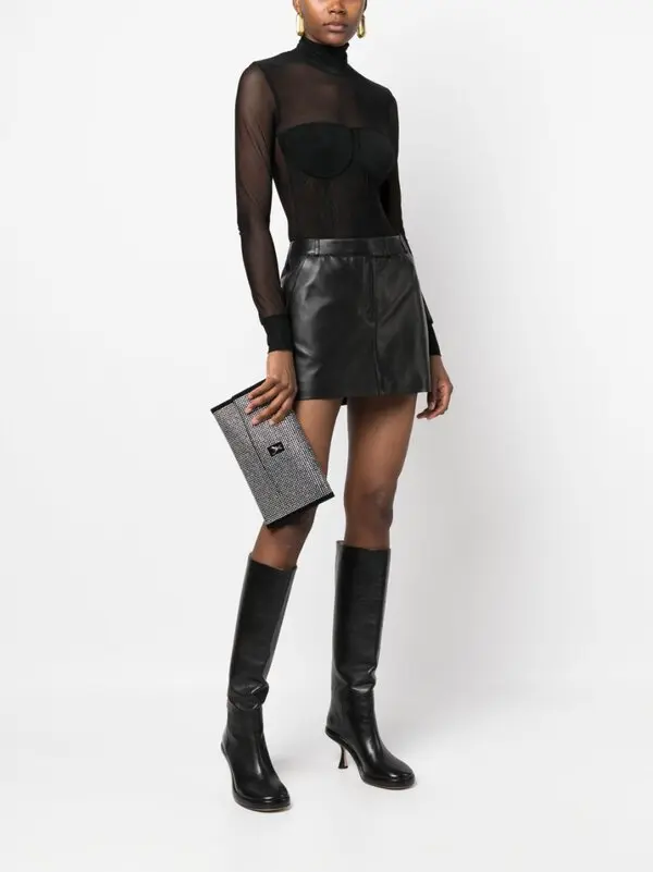 Patrizia Pepe Rhinestone-embellished Logo Crossbody Bag
