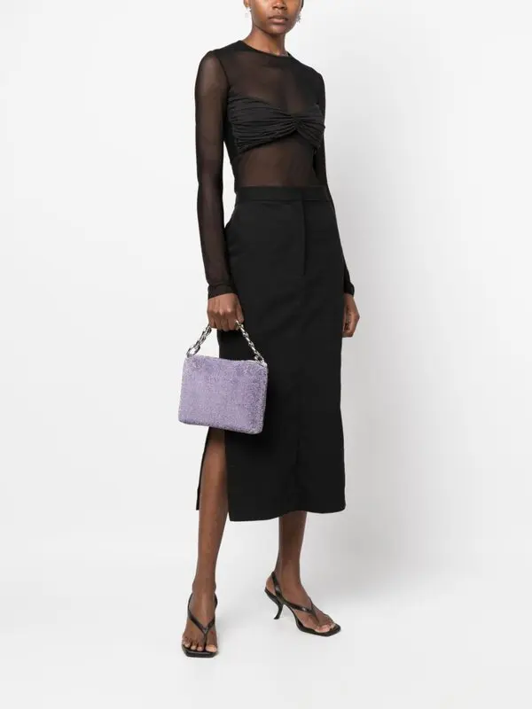 Patrizia Pepe Maxichain Rhinestone-embellished Tote Bag - Purple