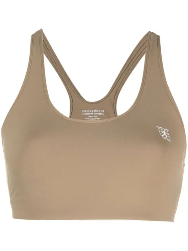 SPORTY & RICH Cropped Stretch Top - Neutrals