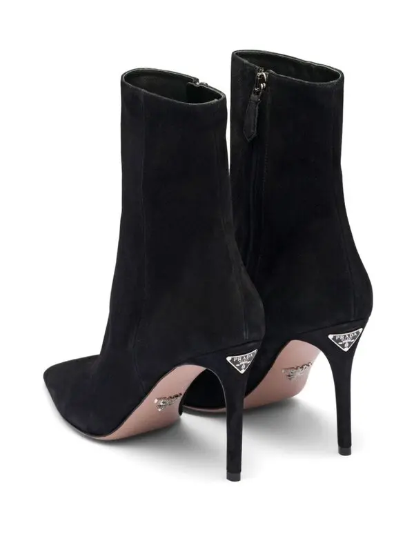 Prada Logo-plaque Suede Ankle Boots