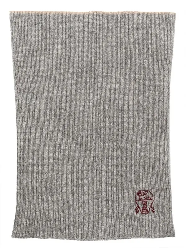 Brunello Cucinelli Embroidered Cashmere Neck Warmer - Grey