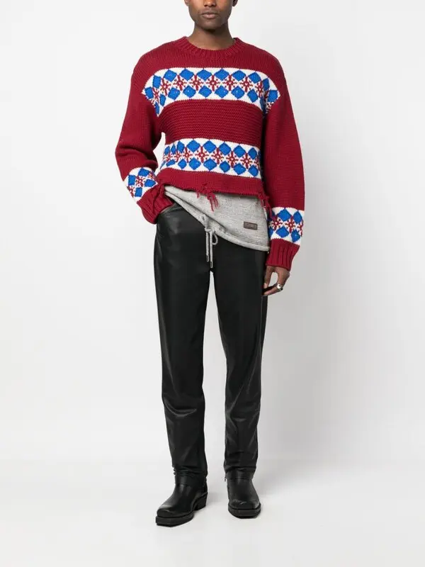 Dsquared2 Distressed-finish Wool Jumper - Red