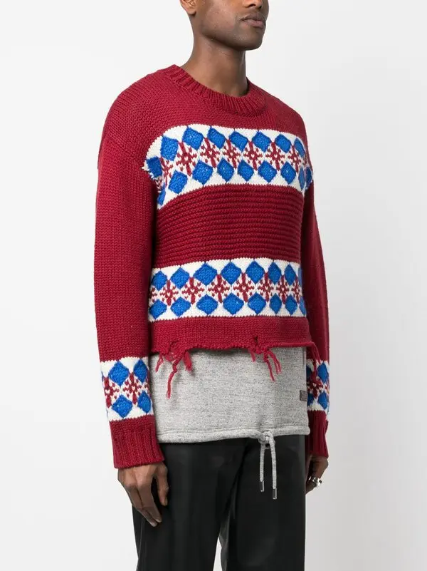 Dsquared2 Distressed-finish Wool Jumper - Red
