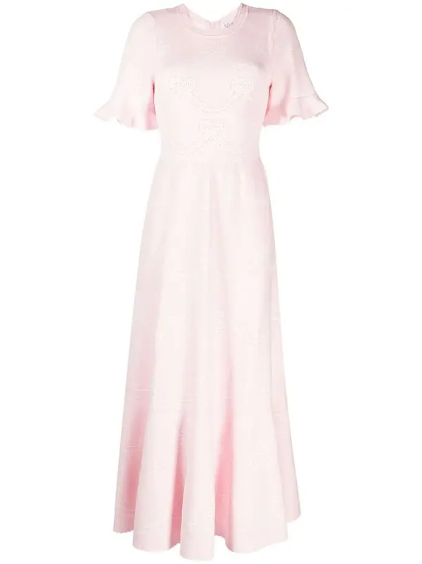 Needle & Thread Pointelle-Knit Long Dress In Pink - 45% Off | Editorialist