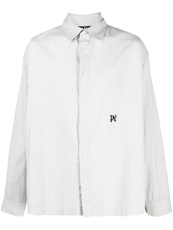 Palm Angels Monogram-embroidered Striped Shirt