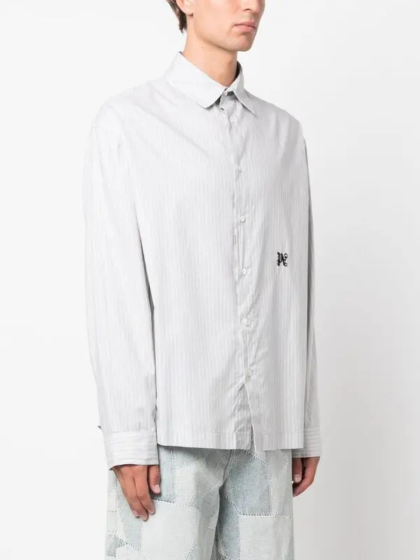 Palm Angels Monogram-embroidered Striped Shirt