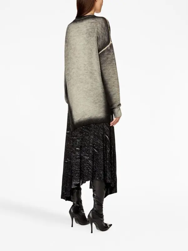 DIESEL® M-kimolos Asymmetric Hem Knitted Midi Dress