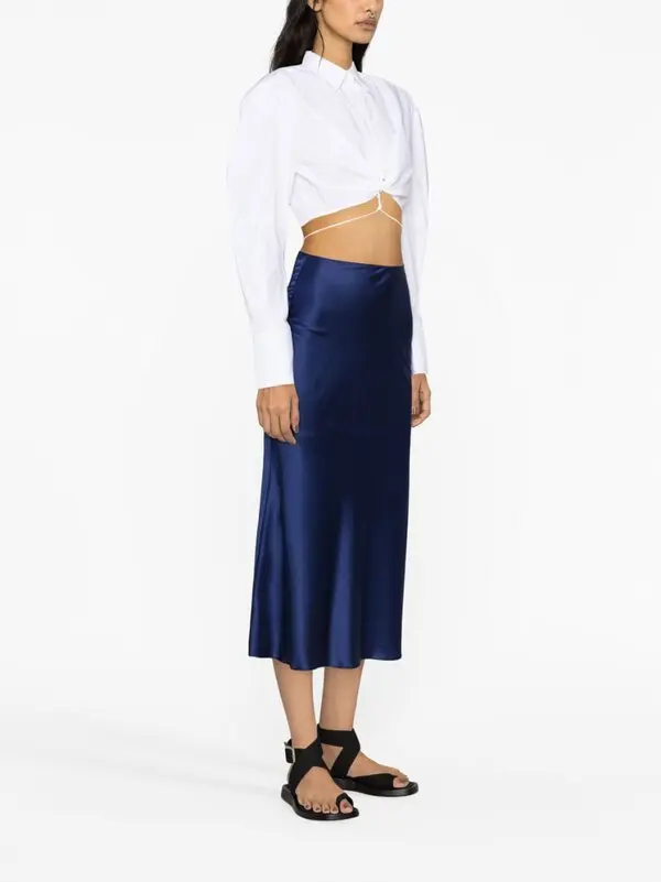 MANURI Patricia Silk Skirt - Blue