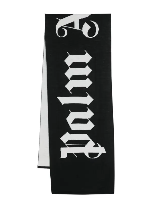 Palm Angels Logo-jacquard Wool-blend Scarf - Black