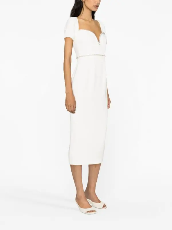 knee length dresses for ladies Abby Cami Strap Gathered Bust Front Split Midi Dress White– Selfie Leslie main image 1