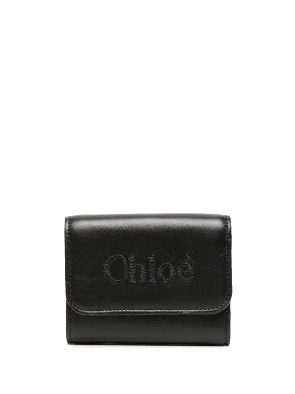Chloé Sense Tri-fold Leather Wallet - Black