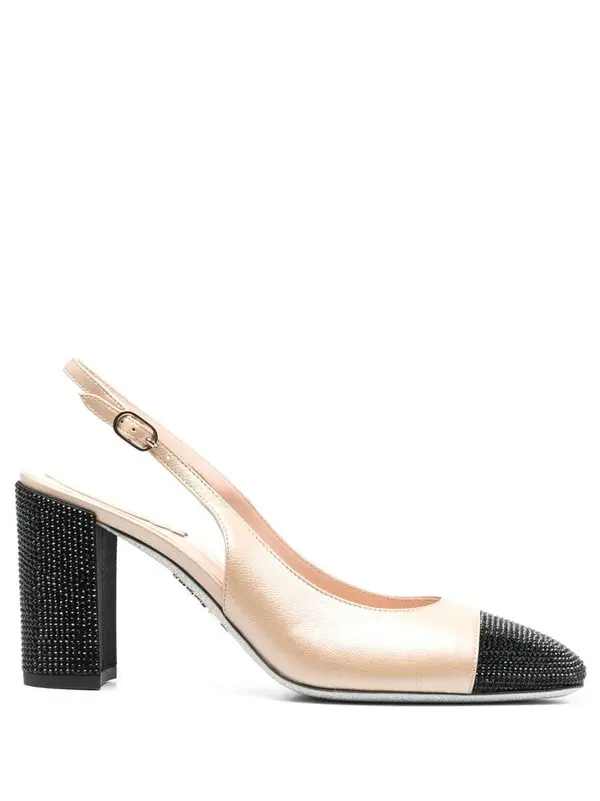 Rene Caovilla 80mm Two-tone Rhinestone-embellished Pumps - Neutrals