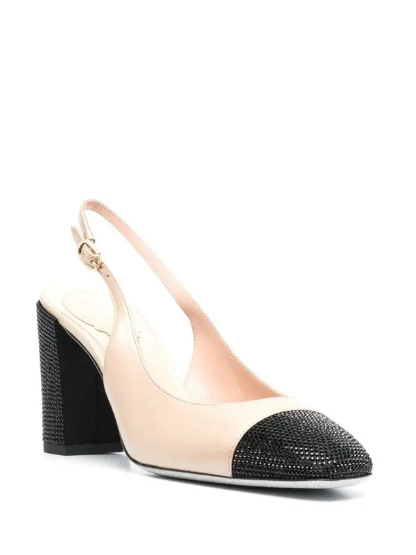 Rene Caovilla 80mm Two-tone Rhinestone-embellished Pumps - Neutrals
