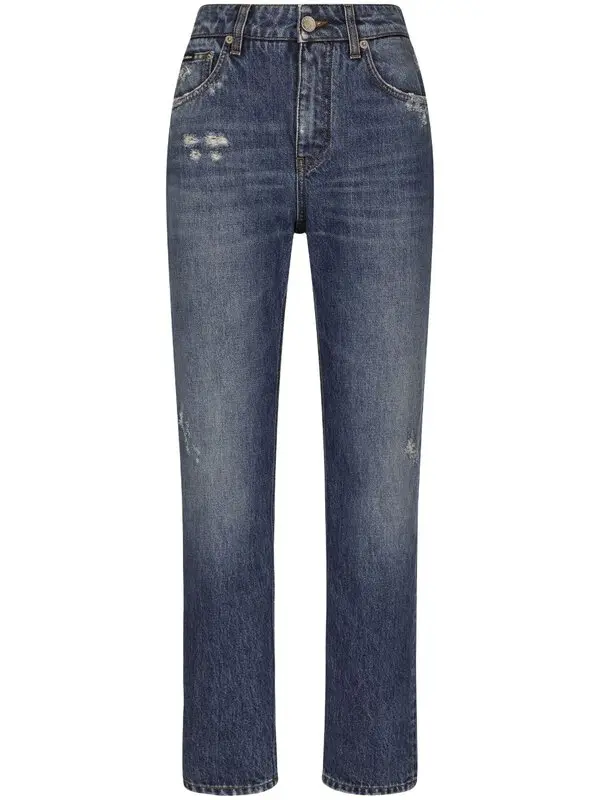 Dolce & Gabbana Logo-plaque Boyfriend Jeans - Blue