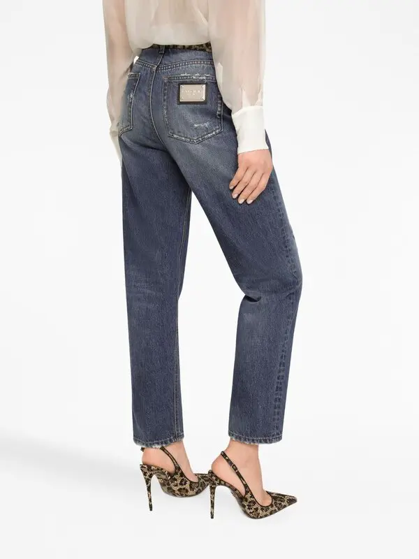 Dolce & Gabbana Logo-plaque Boyfriend Jeans - Blue