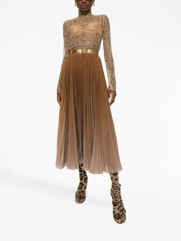 Dolce & Gabbana Sheer Lace High-neck Blouse - Brown