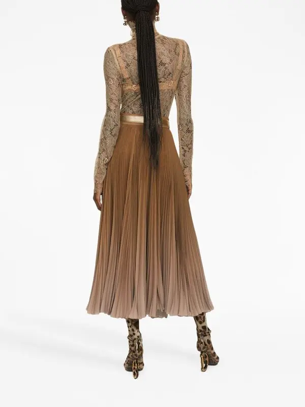 Dolce & Gabbana Sheer Lace High-neck Blouse - Brown